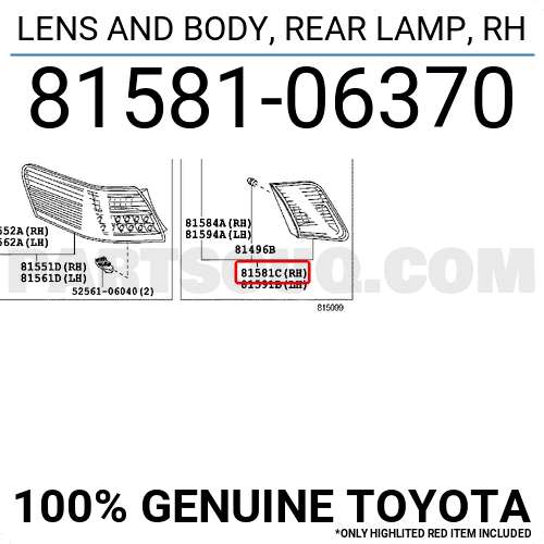 LENS AND BODY, REAR LAMP, RH 8158106370 | Toyota Parts | PartSouq