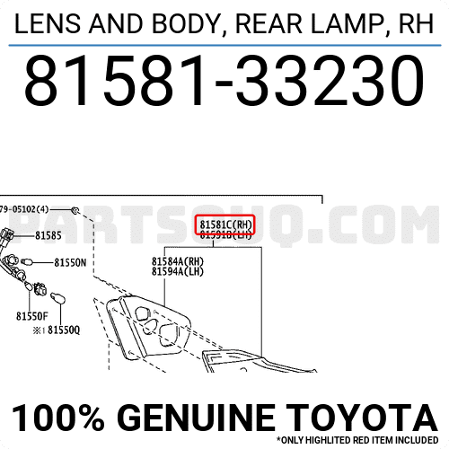LENS AND BODY, REAR LAMP, RH 8158133230 | Toyota Parts | PartSouq