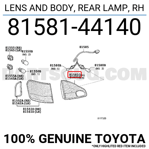 LENS AND BODY, REAR LAMP, RH 8158144140 | Toyota Parts | PartSouq