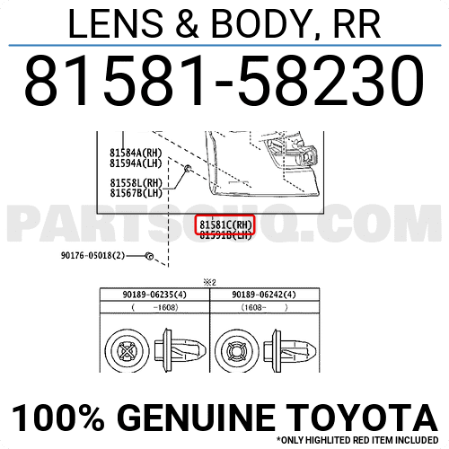 LENS & BODY, RR 8158158230 | Toyota Parts | PartSouq