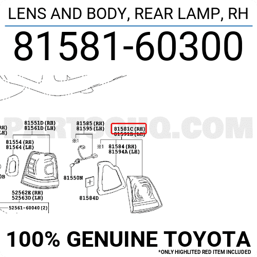LENS AND BODY, REAR LAMP, RH 8158160300 | Toyota Parts | PartSouq