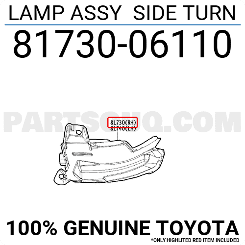 LAMP ASSY SIDE TURN 8173006110 | Toyota Parts | PartSouq