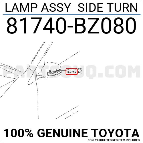 LAMP ASSY SIDE TURN 81740BZ080 | Toyota Parts | PartSouq