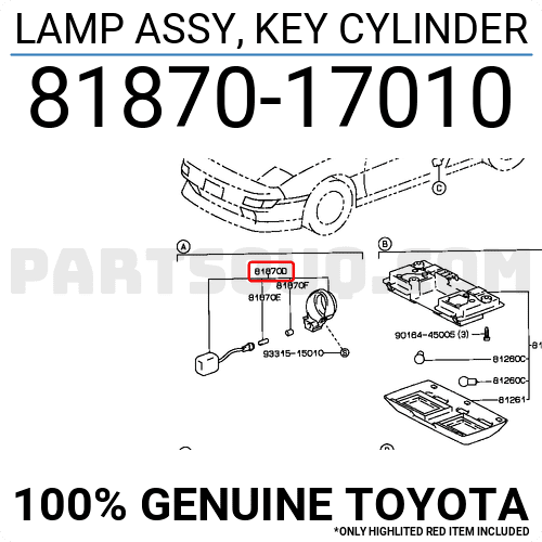 LAMP ASSY, KEY CYLINDER 8187017010 | Toyota Parts | PartSouq