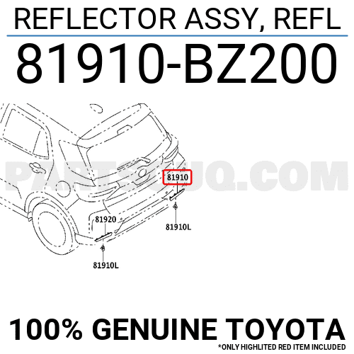 REFLECTOR ASSY, REFL 81910BZ200 | Toyota Parts | PartSouq