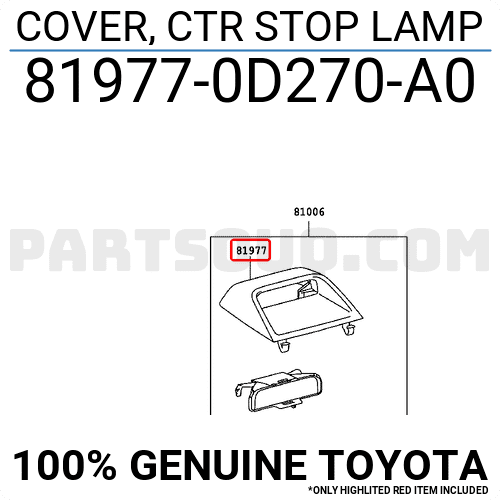 COVER, CTR STOP LAMP 819770D270A0 | Toyota Parts | PartSouq