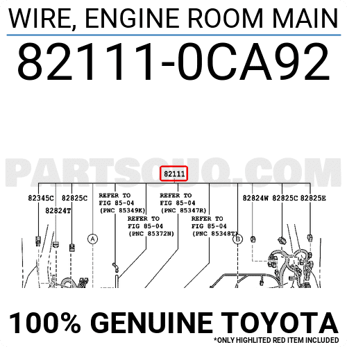 WIRE, ENGINE ROOM MAIN 821110CA92 | Toyota Parts | PartSouq