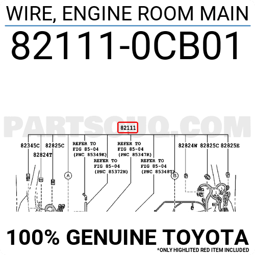 WIRE, ENGINE ROOM MAIN 821110CB01 | Toyota Parts | PartSouq