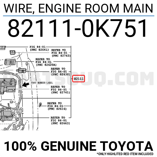 WIRE, ENGINE ROOM MAIN 821110K751 | Toyota Parts | PartSouq
