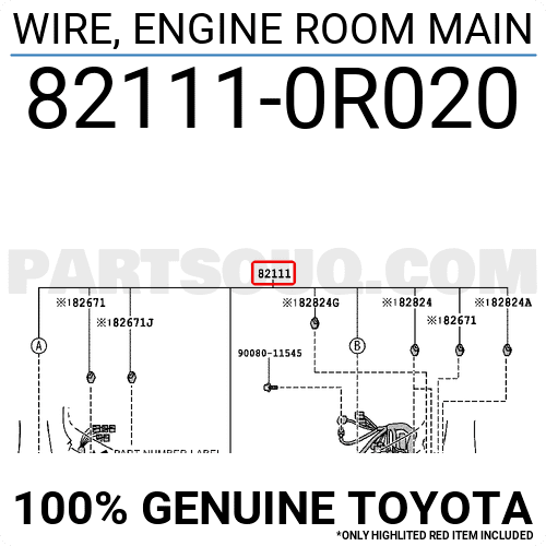 WIRE, ENGINE ROOM MAIN 821110R020 | Toyota Parts | PartSouq