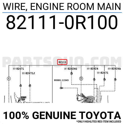 WIRE, ENGINE ROOM MAIN 821110R100 | Toyota Parts | PartSouq
