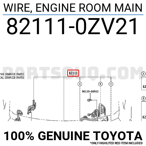 WIRE, ENGINE ROOM MAIN 821110ZV21 | Toyota Parts | PartSouq