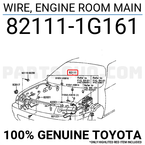 WIRE, ENGINE ROOM MAIN 821111G161 | Toyota Parts | PartSouq