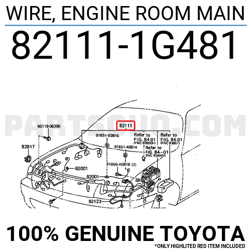 WIRE, ENGINE ROOM MAIN 821111G481 | Toyota Parts | PartSouq