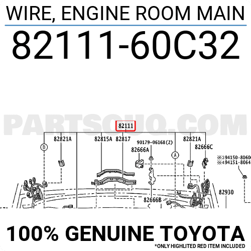 WIRE, ENGINE ROOM MAIN 8211160C32 | Toyota Parts | PartSouq