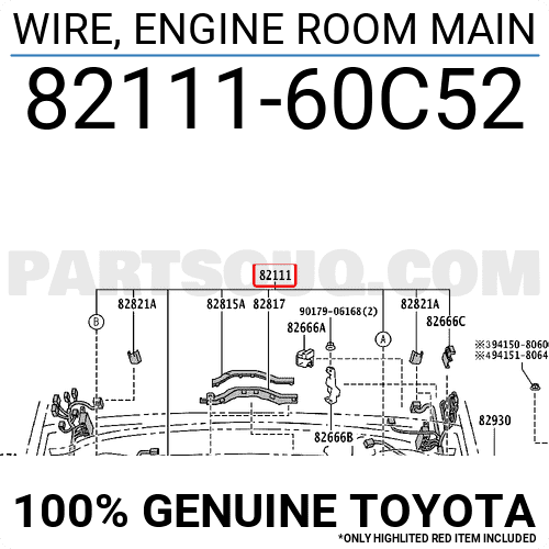 WIRE, ENGINE ROOM MAIN 8211160C52 | Toyota Parts | PartSouq
