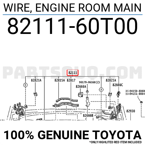 WIRE, ENGINE ROOM MAIN 8211160T00 | Toyota Parts | PartSouq