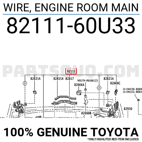 WIRE, ENGINE ROOM MAIN 8211160U33 | Toyota Parts | PartSouq