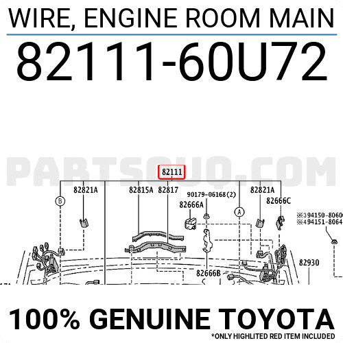 WIRE, ENGINE ROOM MAIN 8211160U72 | Toyota Parts | PartSouq