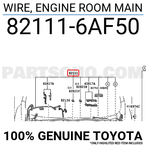 WIRE, ENGINE ROOM MAIN 821116AF50 | Toyota Parts | PartSouq