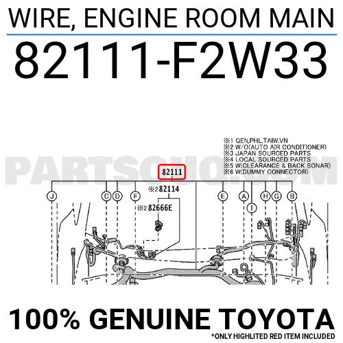 WIRE, ENGINE ROOM MAIN 82111F2W33 | Toyota Parts | PartSouq