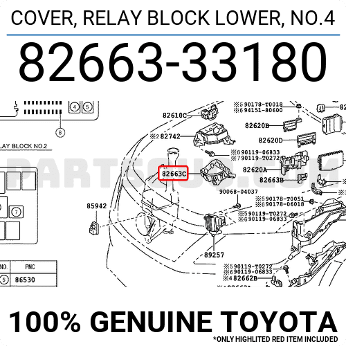 COVER, RELAY BLOCK LOWER, NO.4 8266333180 | Toyota Parts | PartSouq