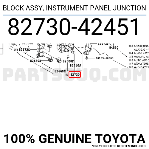 BLOCK ASSY, INSTRUMENT PANEL JUNCTION 8273042451 | Toyota Parts | PartSouq
