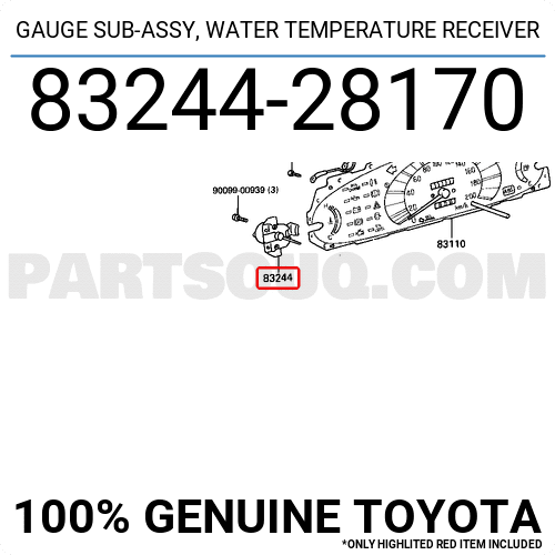 GAUGE SUB-ASSY, WATER TEMPERATURE RECEIVER 8324428170 | Toyota Parts ...