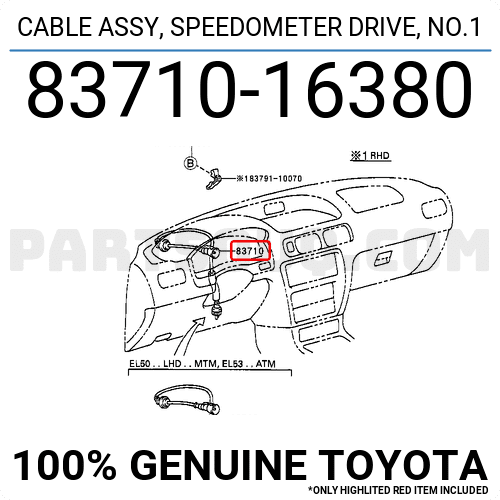 CABLE ASSY, SPEEDOMETER DRIVE, NO.1 8371016380 | Toyota Parts | PartSouq