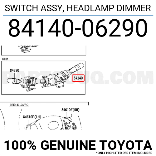 SWITCH ASSY, HEADLAMP DIMMER 8414006290 | Toyota Parts | PartSouq