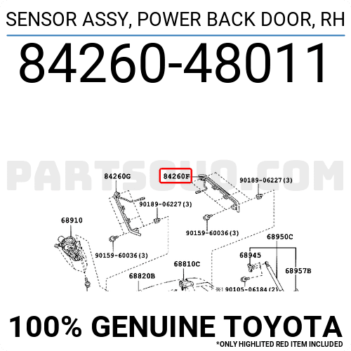 SENSOR ASSY, POWER BACK DOOR, RH 8426048011 | Toyota Parts | PartSouq