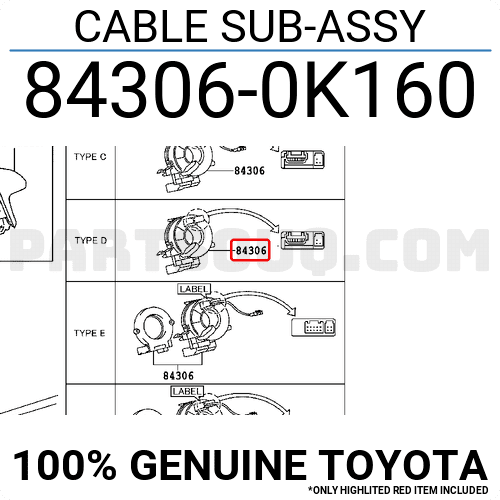 CABLE SUB-ASSY 843060K160 | Toyota Parts | PartSouq