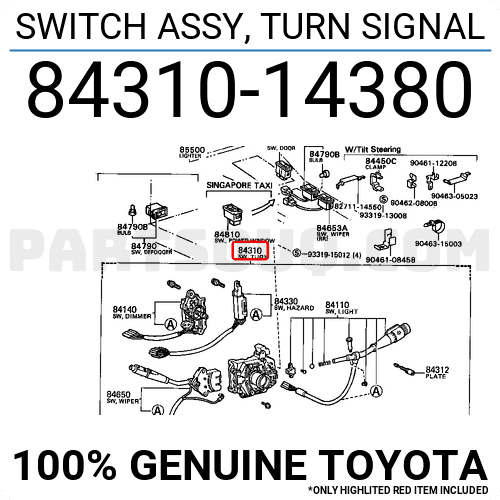 SWITCH ASSY, TURN SIGNAL 8431014380 | Toyota Parts | PartSouq