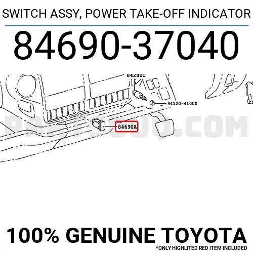 SWITCH ASSY, POWER TAKE-OFF INDICATOR 8469037040 | Toyota Parts | PartSouq