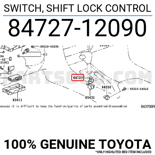SWITCH, SHIFT LOCK CONTROL 8472712090 | Toyota Parts | PartSouq