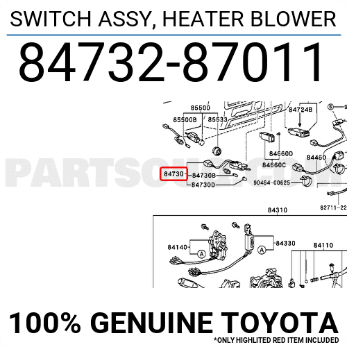 SWITCH ASSY, HEATER BLOWER 8473287011 | Toyota Parts | PartSouq