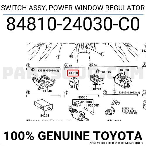 SWITCH ASSY, POWER WINDOW REGULATOR 8481024030C0 | Toyota Parts | PartSouq