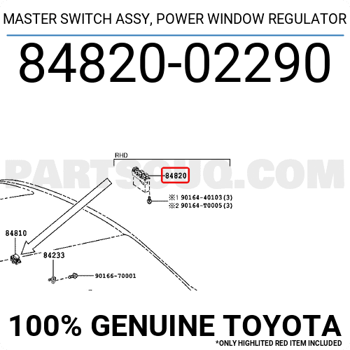 MASTER SWITCH ASSY, POWER WINDOW REGULATOR 8482002290 | Toyota Parts ...