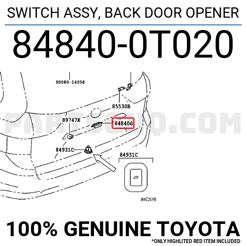 SWITCH ASSY, BACK DOOR OPENER 848400T020 | Toyota Parts | PartSouq