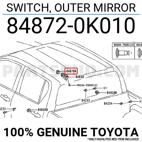 SWITCH, OUTER MIRROR 848720K010 | Toyota Parts | PartSouq