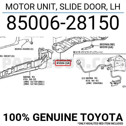 MOTOR UNIT, SLIDE DOOR, LH 8500628150 | Toyota Parts | PartSouq