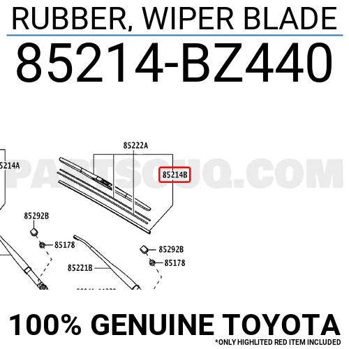 RUBBER, WIPER BLADE 85214BZ440 | Toyota Parts | PartSouq
