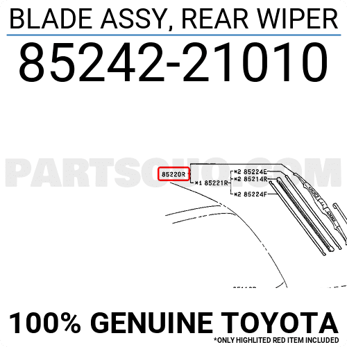 BLADE ASSY, REAR WIPER 8524221010 | Toyota Parts | PartSouq