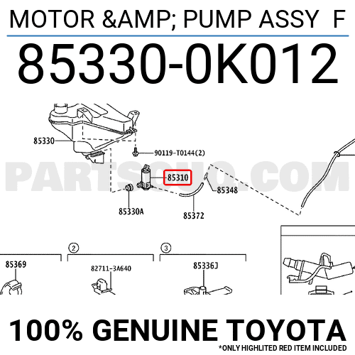 MOTOR & PUMP ASSY F 853300K012 | Toyota Parts | PartSouq