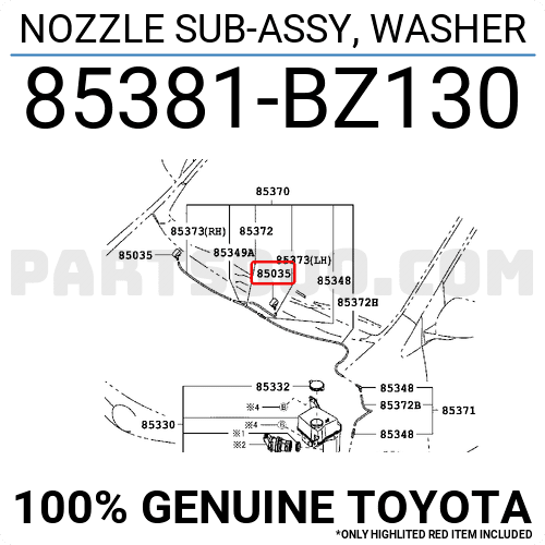 NOZZLE SUB-ASSY, WASHER 85381BZ130 | Toyota Parts | PartSouq