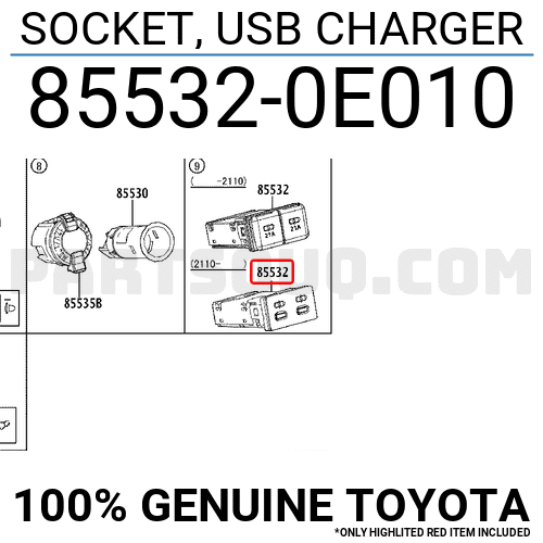 SOCKET, USB CHARGER 855320E010 | Toyota Parts | PartSouq