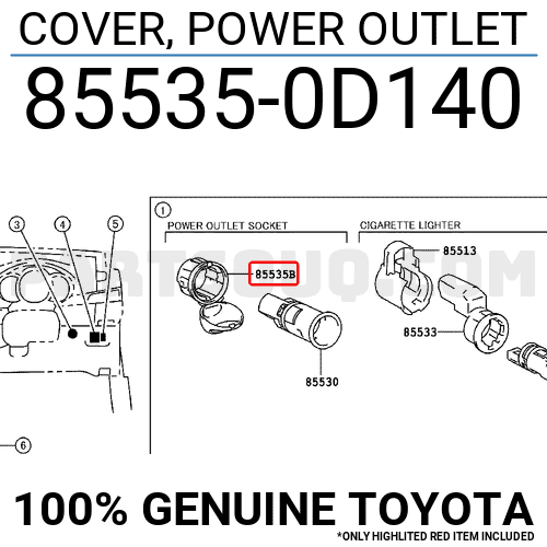 COVER, POWER OUTLET 855350D140 | Toyota Parts | PartSouq