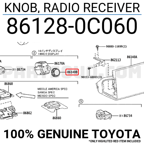 KNOB, RADIO RECEIVER 861280C060 | Toyota Parts | PartSouq