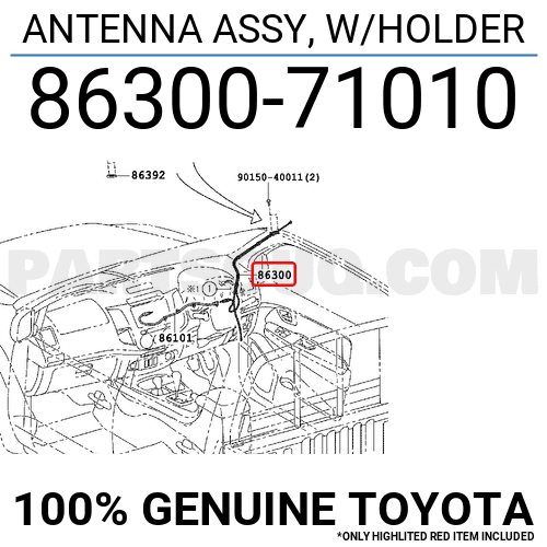 ANTENNA ASSY, W/HOLDER 8630071010 | Toyota Parts | PartSouq