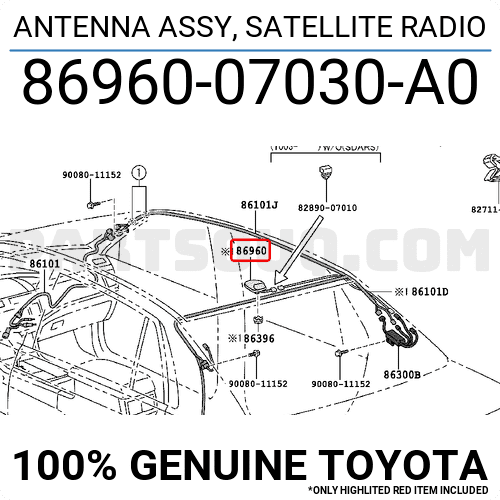 ANTENNA ASSY, SATELLITE RADIO 8696007030A0 | Toyota Parts | PartSouq